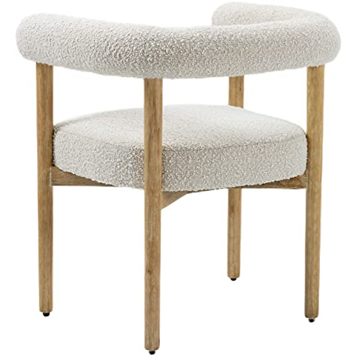 Meridian Furniture Hyatt Collection Mid-Century Modern Dining Chair, Solid Wood Finish, Rich Boucle Fabric, 26.5" W x 22" D x 28" H, Cream