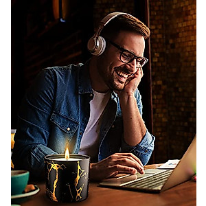 Scented Candles, Candles for Home Scented, Cactus Strong Scented Candles for Men, 7oz Large Fall Soy Candles, Aromatherapy Candle for Mens Gifts in Black Gold Jar - Christmas Birthday Gifts for Men