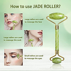 huefull Jade Roller for Face and Gua Sha Facial Tools to Reduce Puffiness and Improve Wrinkles, Face and Body Treatments of Face Roller and Gua Sha Set Designed
