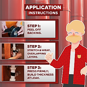 XFasten Self Fusing Silicone Tape Black 1" X 36-Foot, Silicone Tape for Plumbing, Leak Seal Tape Waterproof, Silicone Grip Tape, Rubber Tape Thick for Pipe, Hose Repair Tape, Stop Leak Tape