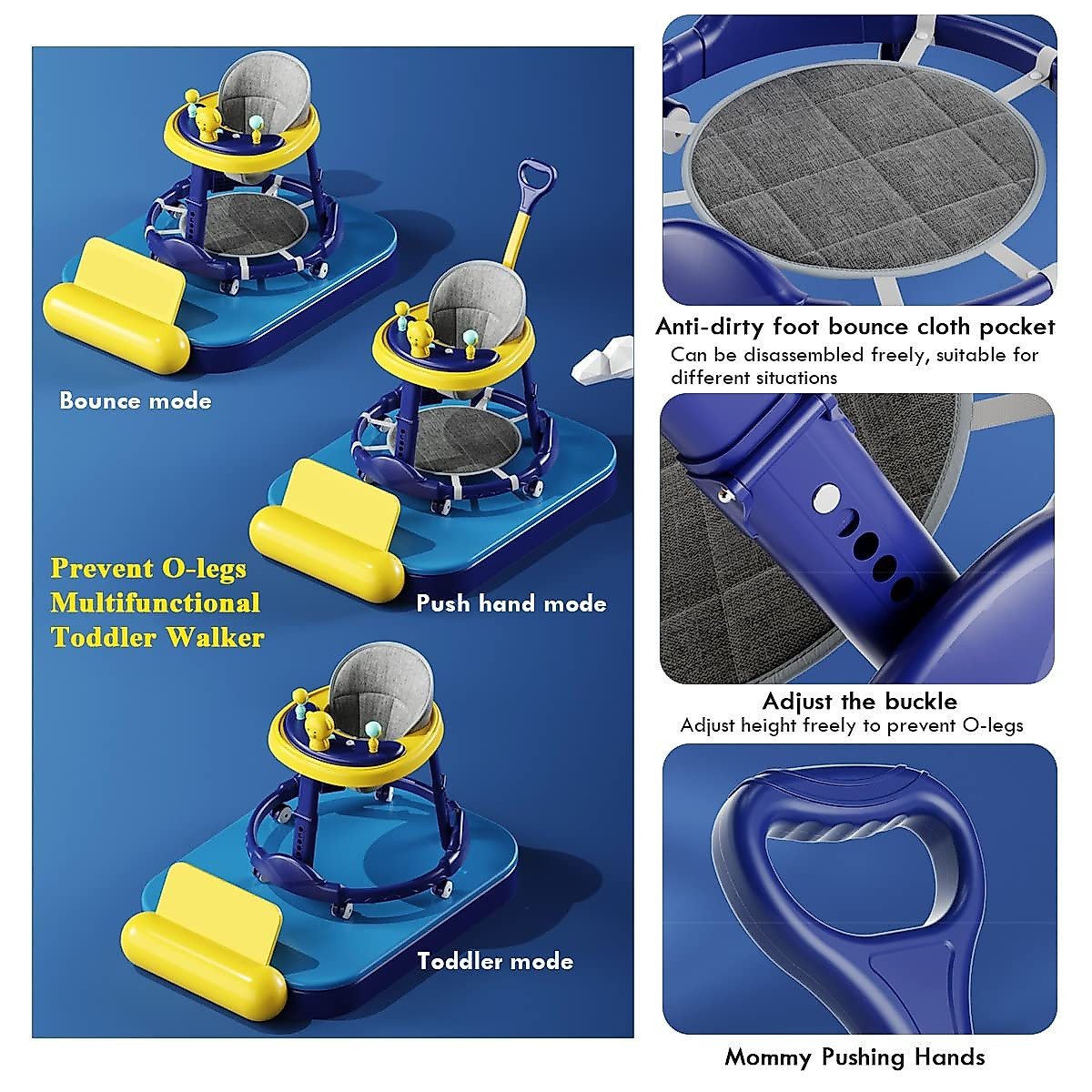 Push Along Walker Baby Activity Center Walker from 6 Months Baby Jumpers Mute Anti-Rollover Toddler Walker,Multi-Function, Dining Table (Color : Pink)