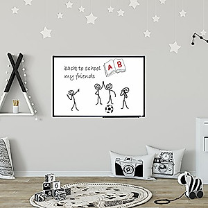 Lockways Magnetic Dry Erase White Board, 36" x 24" Whiteboard, Black Aluminium Framed Presentation Memo Board for School, Home, Office