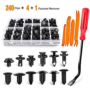 GOOACC 240PCS Bumper Retainer Clips Car Plastic Rivets Fasteners Push Retainer Kit Most Popular Sizes Auto Push Pin Rivets Set -Door Trim Panel Fender Clips for GM Ford Toyota Honda Chrysler
