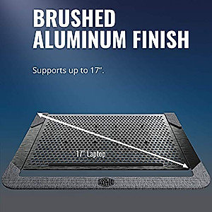 Cooler Master Notepal U2 Plus V2 Laptop Air Cooler, Dual 80mm Moveable Fans, Lightweight Aluminum Cooling Pad, Polyester Fiber Dacron and Aluminum Material, Supports up to 17” Laptop