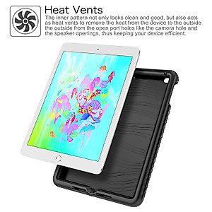 Fintie Case for iPad 6th / 5th Generation (2018/2017), iPad Air 2 / Air 1 (9.7 Inch) - [Mighty Shield] Heavy Duty Anti Slip Shock Proof Kids Friendly Drop Protection Silicone Cover, Black