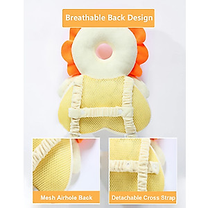 Head Safety Protector Pad for Baby Toddler Walker,Infant Talking Head Protection Backpack Cushion (Yellow Lion)