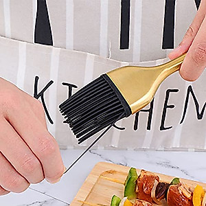 LARATH Silicone Basting Brush with Stainless Steel Handle Spread Oil Butter Sauces Brush Pastry Cakes Meat Sausages Desserts Brushes for Cooking Grilling Baking Kitchen Utensils, Rose Gold