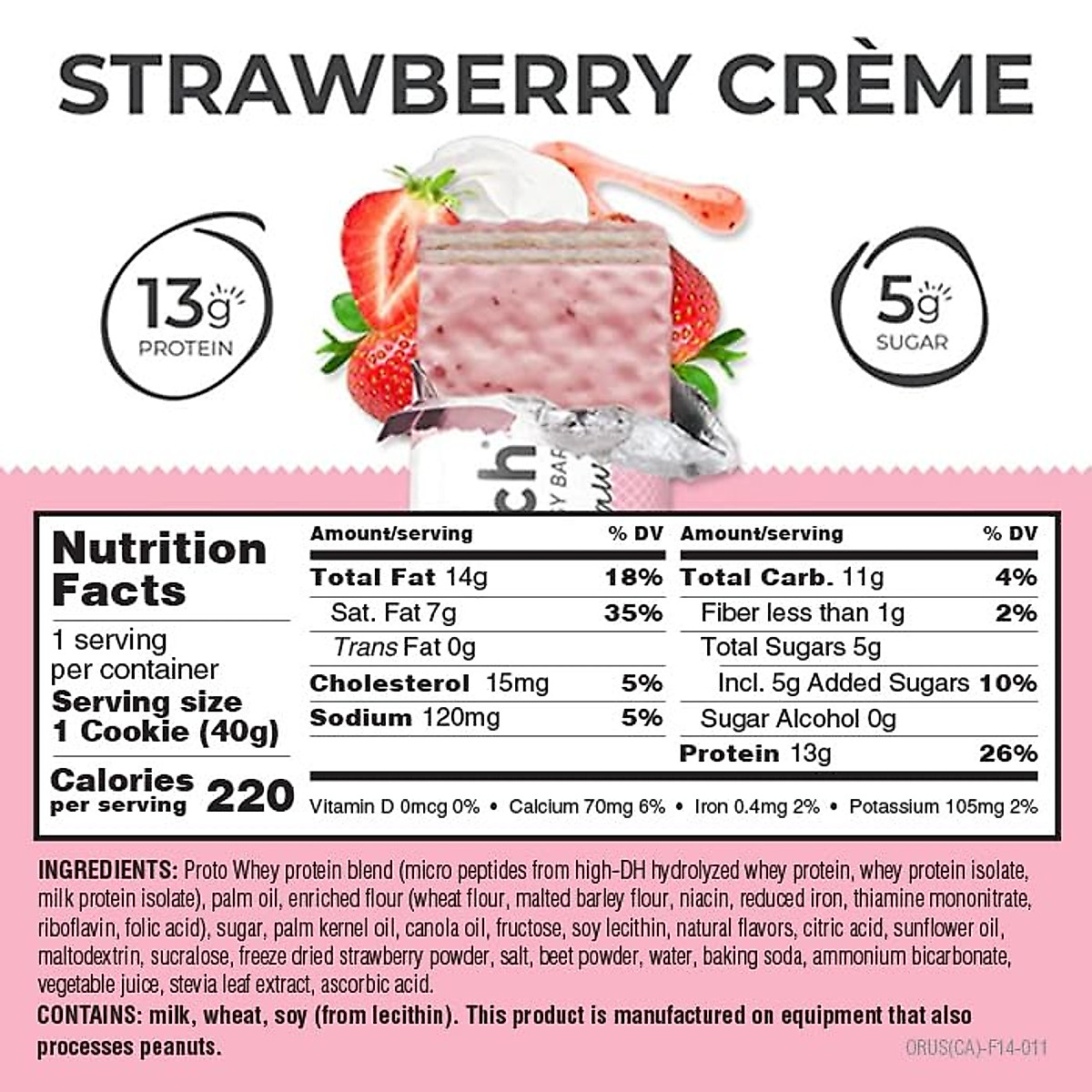 Power Crunch Protein Wafer Bars, High Protein Snacks with Delicious Taste, Strawberry Crème, 1.4 Ounce (12 Count)