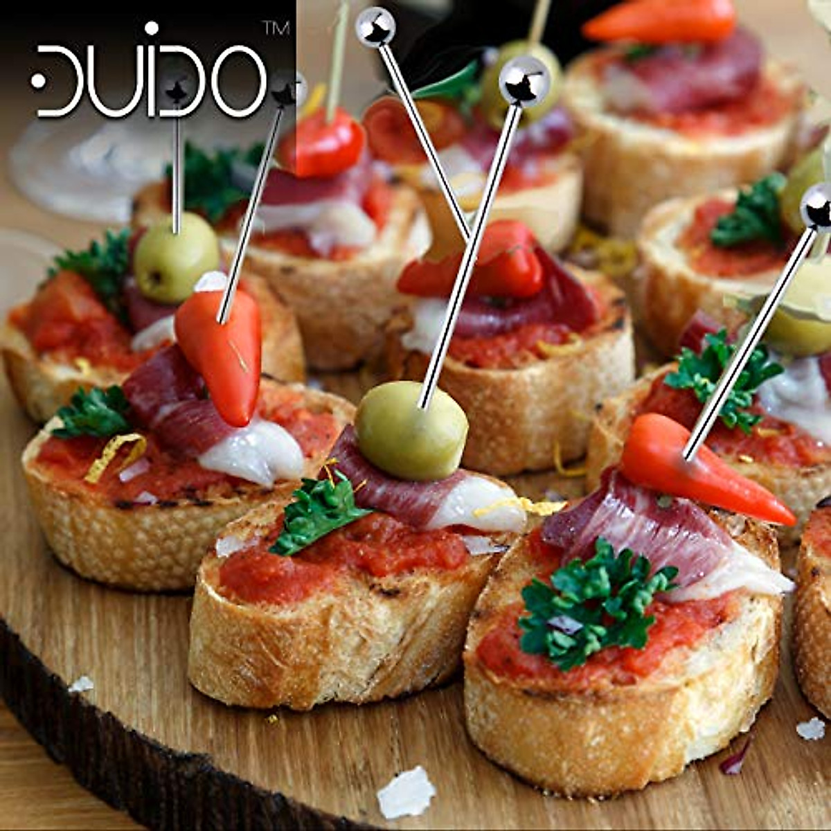 Cocktail Picks Stainless Steel Toothpicks - (12 Pack / 4 Inch) Martini Picks Reusable Fancy Metal Drink Skewers Garnish Sticks for Martini Olives Appetizers Bloody Mary Brandied