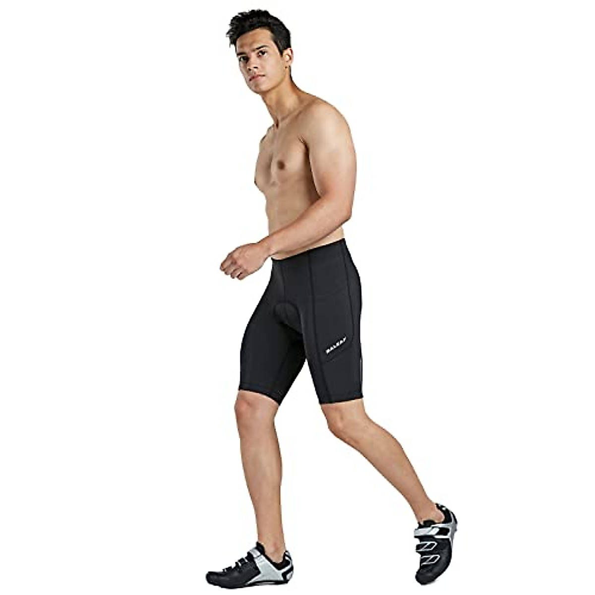 BALEAF Padded Bike Shorts for Men Cycling Shorts Padding Pockets UPF 50+ Black M