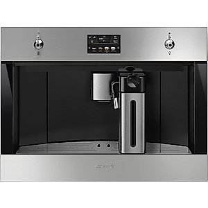 Smeg CMSU4303X Classic Design Aesthetic Built-In Fully Automatic Coffee System with Milk Frother Stainless Steel, 24-Inches