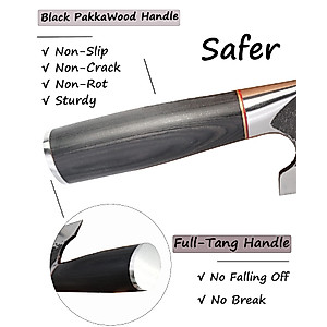 Authentic Serbian Chefs Knife - 7.5'' Full Tang Cleaver Knife - Razor Sharp High Carbon Steel - Rivet Pakka wood Handle for Kitchen fine cut