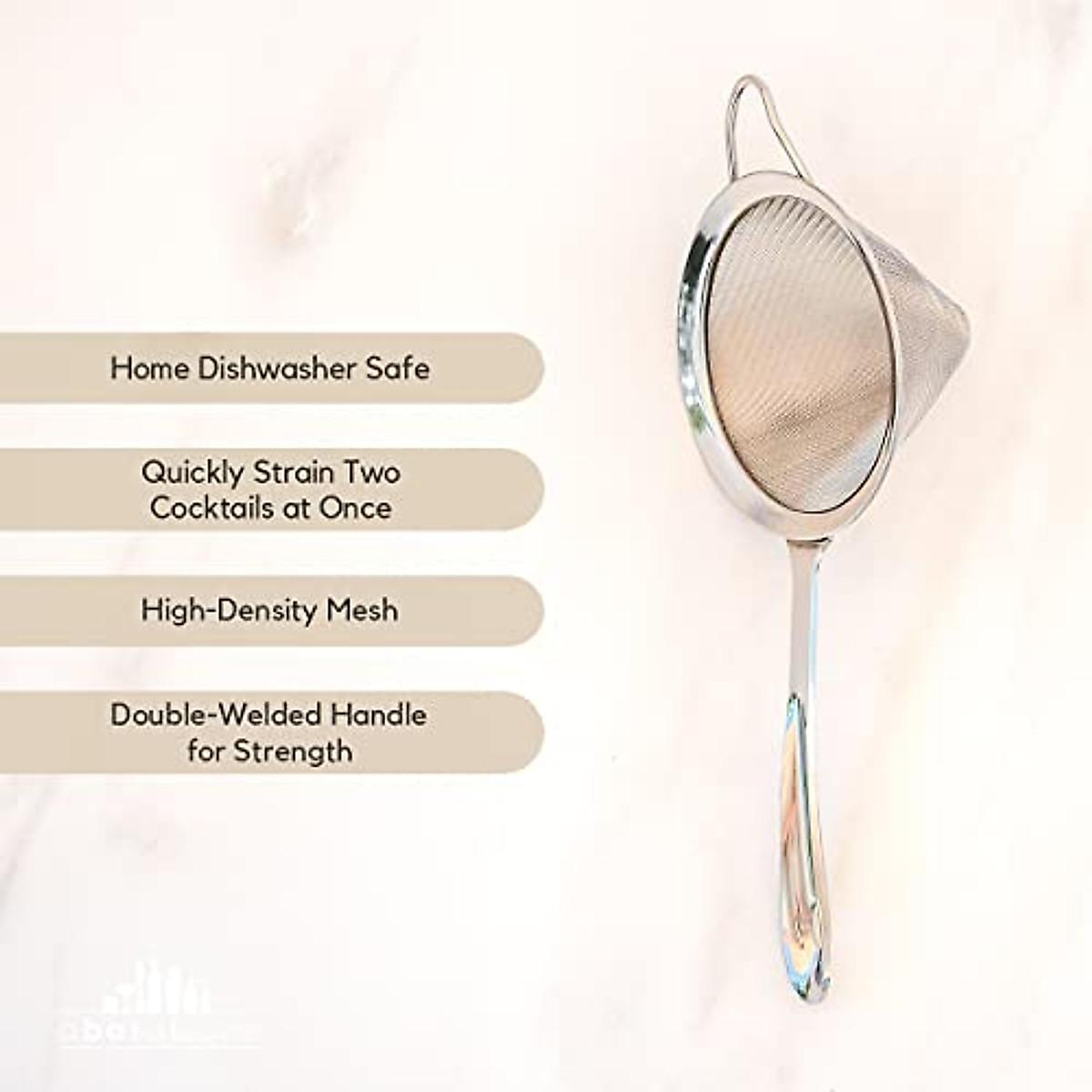 A Bar Above Fine Mesh Strainer – Stainless Steel Strainer for Cocktail Set – Ergonomic, Durable Cocktail Strainer with Handle for Cocktails, Tea & More – Bar & Home Strainers for Kitchen