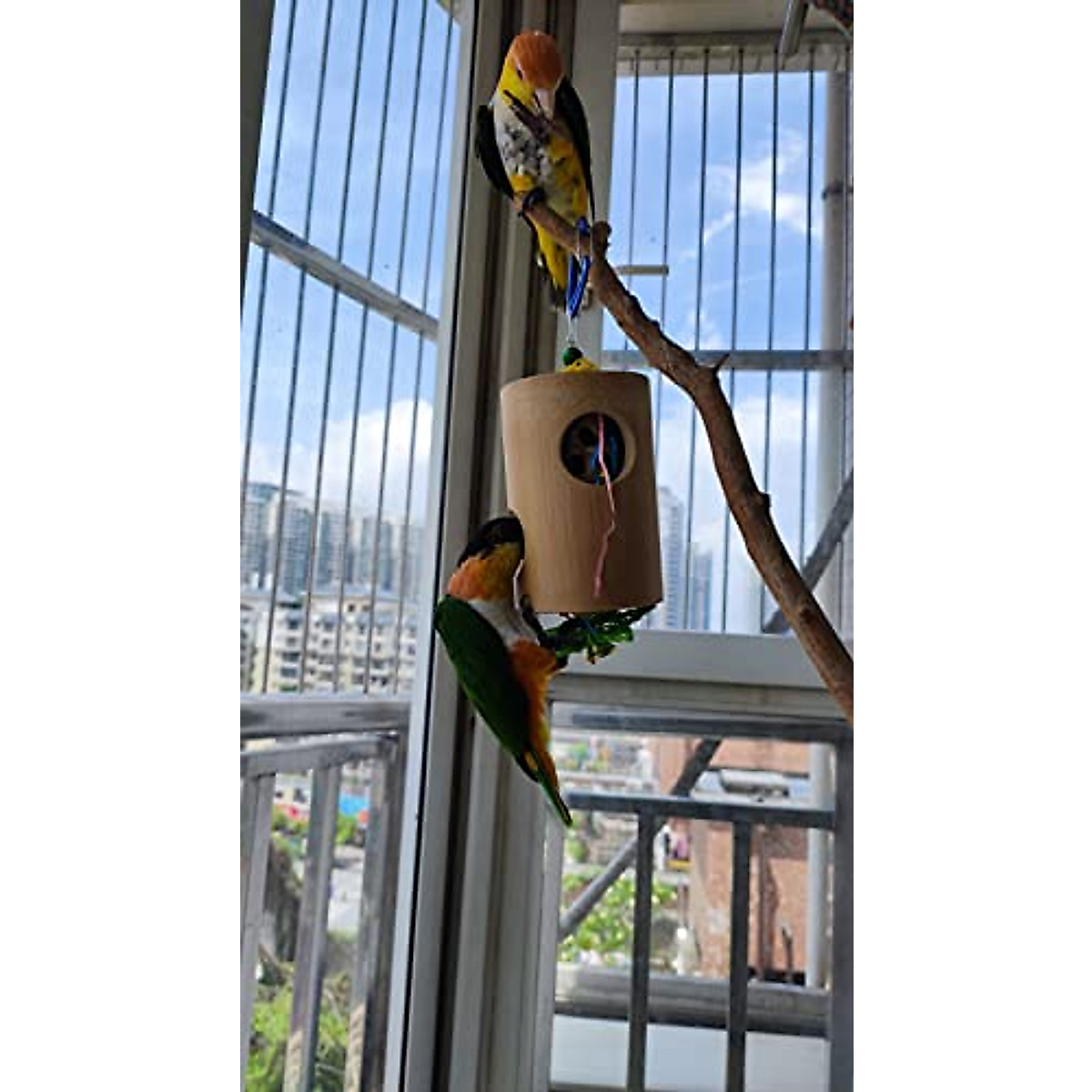 GJRGEG1Y Parrot Release Toy Natural Bird Nest with Color Paper Inside Helps Parrot Develop Intelligence Sturdy and Durable Bird Toy