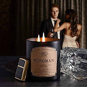 Manly Indulgence Wingman Scented Jar Candle, Classic+ Collection, 2 Wick, 16.5 oz - Up to 60 Hours Burn