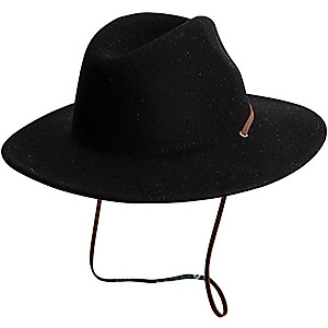Brixton mens Field Wide Brim Felt Hat Fedora, Black, Large US