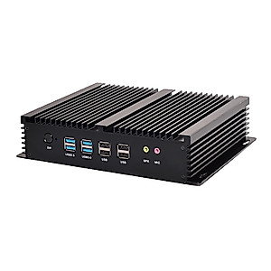 HUNSN Fanless Industrial PC, Mini Computer, I5 4200U 4250U 4258U 4278U 4288U, Windows 11 / Linux Ubuntu, IM04, 2 x HDMI, 2 x LAN, 6 x COM, 4 x USB3.0, 4 x USB2.0, 8G RAM, 256G SSD