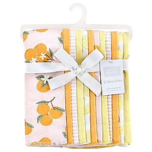 Hudson Baby Unisex Baby Cotton Flannel Burp Cloths Bundle, Citrus Orange, One Size