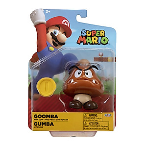 Super Mario Action Figure 4 Inch Goomba Collectible Toy with Coin Accessory
