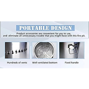 New Smokeless fire Pit with Handles and Removable ash pan for Camping, Patio and Backyard 15 inch Portable Easy cleanup J&R Outdoors Smokeless Firepit