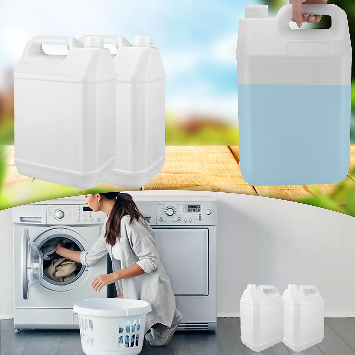 2.5 Gallon Water Jug, F-Style Plastic Jug, Water Storage Containers, Hdpe Containers with Leakproof Cap (4 Pack)