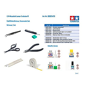 Tamiya 24213 1/24 Mitsubishi Lancer Evolution Vi Plastic Model Kit