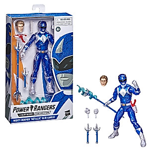 Power Rangers Lightning Collection 6-Inch Mighty Morphin Metallic Blue Ranger Collectible Action Figure Toy with Accessories F2353