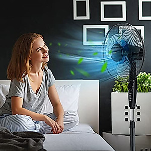 Tangkula Pedestal Fan, Oscillating Standing Fan with Remote Control & 3 Speeds, Free Stand Fan with Adjustable Height, LCD Display, Timer & Double Blades, Ideal for Bedroom, Home, Office