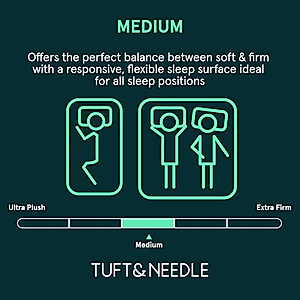 Tuft & Needle Original Medium Queen Size Adaptive Foam Mattress in a Box, Cooling Gel, Pressure Relief, Supportive, 100 Night Trial, Fiberglass Free, CertiPUR-US, 10-Year Limited Warranty