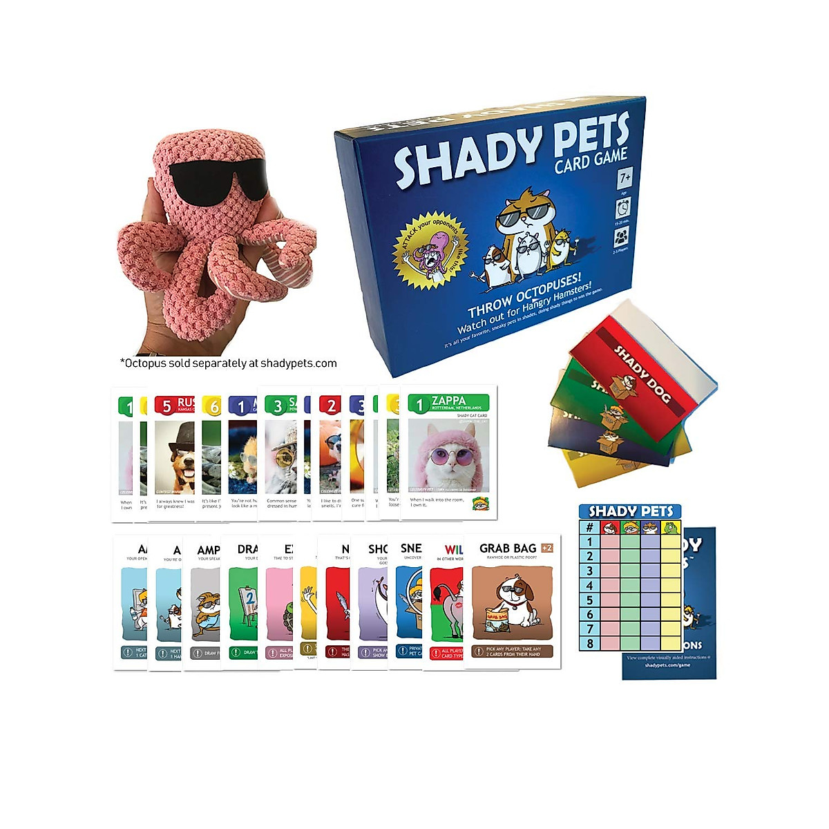 Shady Pets Card Game - Fun Family Card Game for Teens, Adults, and Kids, 2-6 Players, Gift Idea, Perfect for Game Night, Birthday, Travel, and Parties