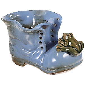 Ceramic Boot Planter Plant Pot Vase Planter with Bird Figurines Bonsai Pot Flower Pot Succulent Planter Multi Pot(Color Random)