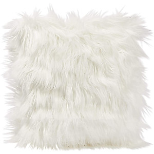 2-Pack 18x18-Inch Faux Fur Fabric Squares, Shaggy White Synthetic Fur Sheets for Crafting and Sewing Projects, Costumes for Pets and Dolls, Throw Pillow and Scatter Cushion Making Supplies