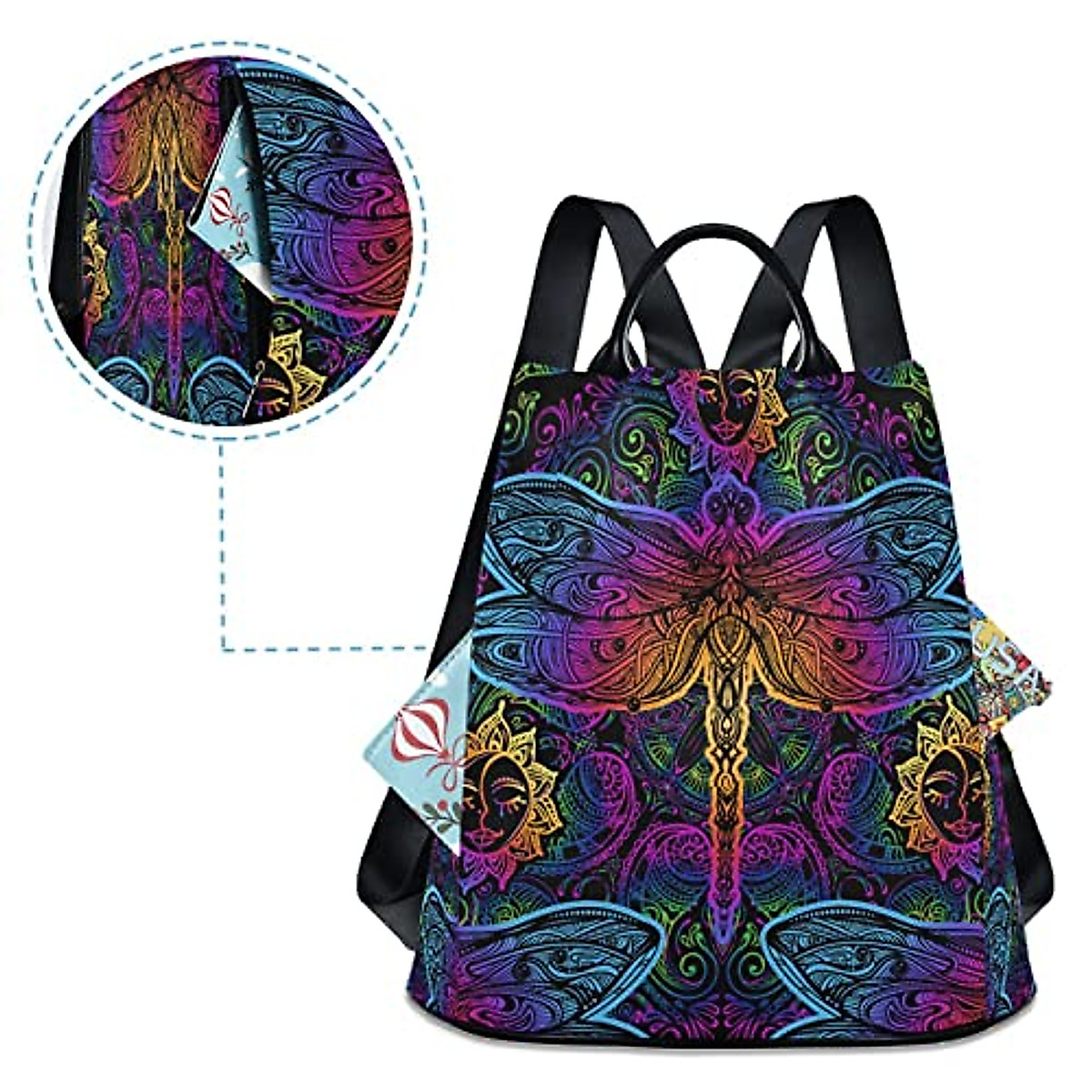 Blueangle Dragonfly Mandala Backpack Purse for Women Waterproof Rucksack Anti-theft Handbag Travel Bag（341）