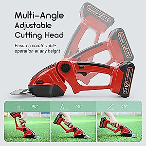 LUXBIRD Cordless Grass Shears, 2-in-1 Mini Hedge Trimmer Cordless,Light Handheld Grass Trimmer, Electric Shrub Trimmer with 2Pcs Rechargeable Batteries