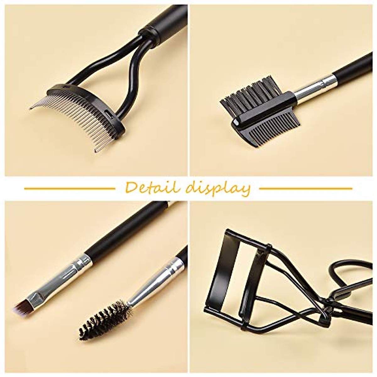 Eyelash Comb Brush Tools EBANKU 4pcs Eyebrow Brush Comb Eyelashes Curler Lash Separator Tool Double Ended Professional Eye Brow Spoolie Brushes for Makeup Grooming (Black)