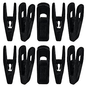 Generic WANGSHIQI Velvet Hangers Clips,10 Pack Black Pants Velvet Clips, Strong Finger Clips Perfect for Slim-line Clothes Velvet Hangers (10, Black), ZRYJ-01
