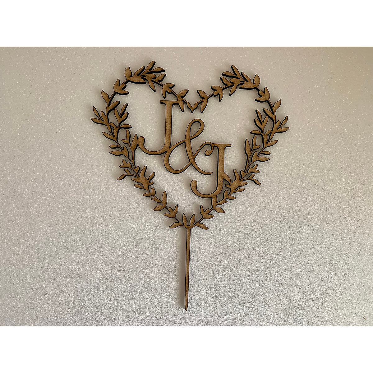 Personalized 2 Initials Wedding Cake Topper, Heart Cake Topper, Hand Lettered Initials, Mr & Mrs Custom Cake Topper, Anniversary Letters Flower Cake Topper Bride and Groom Monogram Floral Heart Wreath