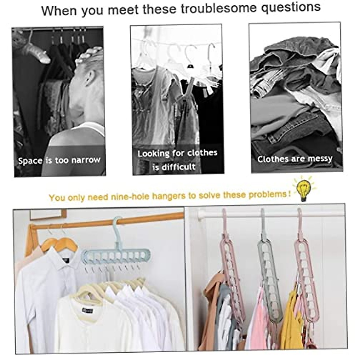 Magic Clothes Hangers,Wardrobe Hangers Multi Functional Closet Hangers Rotate Anti-Skid Folding Hanger for Dormitory, Bedroom, Bathroom 8PCS Clothes Hangers