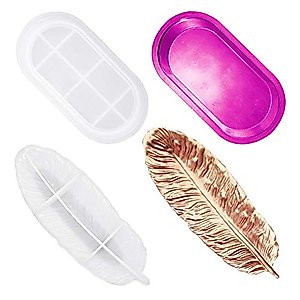 2 PCS Resin Moulds Silicone, FineGood Resin Tray Moulds for Jewelry Coaster Resin Casting Mould Pendant Fruit Tray Resin Silicone Mould