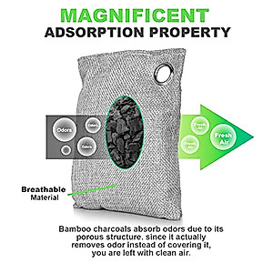 10 Pack Bamboo Charcoal Nature Fresh Air Purifying Bags Activated Charcoal Bags Odor Absorber, Moisture Eliminator,Deodorizer,Air Fresheners For Car Smell,Closet,Shoe,large Room,Pet Room(10x100g))