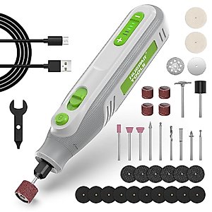 Huepar Tools Mini Cordless Rotary Tool Kit, 5 Speeds Setting 5000-25000 RPM with 36Pcs Accessories, Type-C Charging 4V Power Rotary Tool for Sanding, Polishing, Drilling, Cleaning, DIY Crafts-RT4 APEX