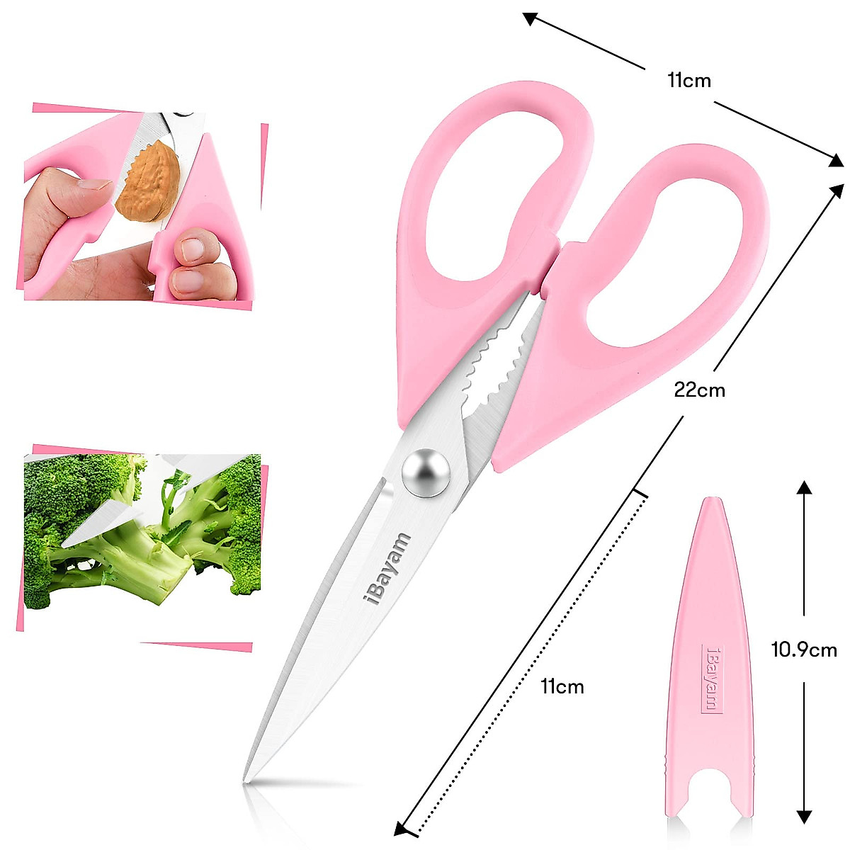 Gifts for Women, Mom, Wife, Girlfriend, Sister, Her - Happy Birthday, Easter, Valentine's Day, Mothers Day Gifts, iBayam Kitchen Scissors Heavy Duty Meat Poultry Shears Dishwasher Safe, Pink Stuff