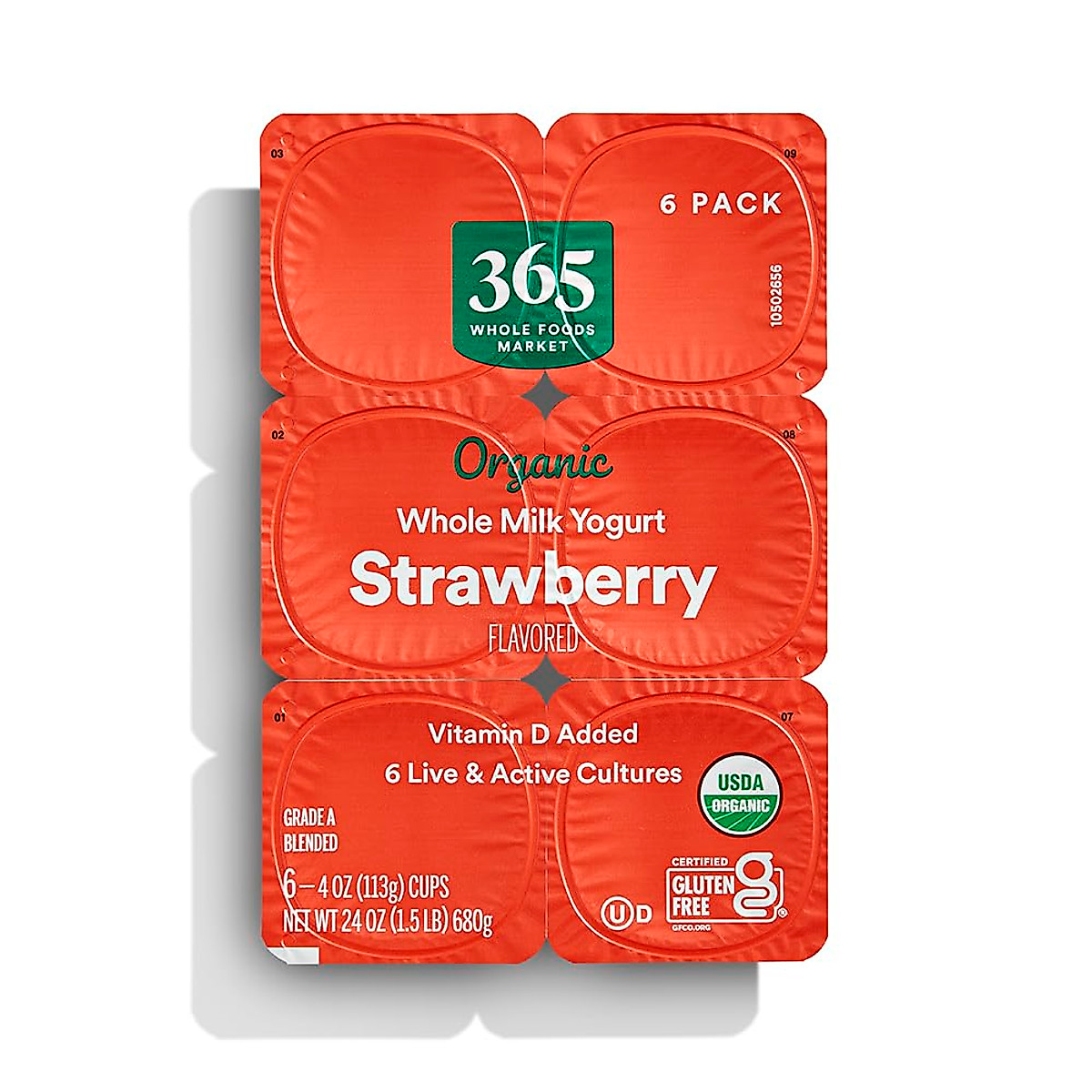 365 by Whole Foods Market, Yogurt Strawberry 6Pk Organic, 24 Ounce