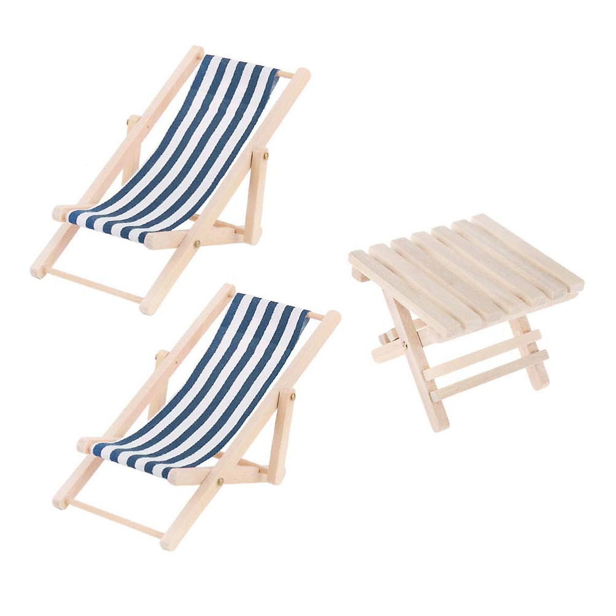 STOBOK 1:12 Mini Wooden Beach Chair, Miniature Beach Chair Longue Deck Chair Mini Beach Chairs Mini House Furniture Miniature Adornments for Craft Dollhouse Accessories