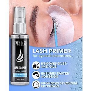 Eyelash Extension Primer/Cleanser (1.35fl.oz/40ml) Stacy Lash/Protein Oil Remover/Increase Adhesive Bonding Power Retention/Pretreatment for Individual Semi Permanent Extensions Glue Supplies
