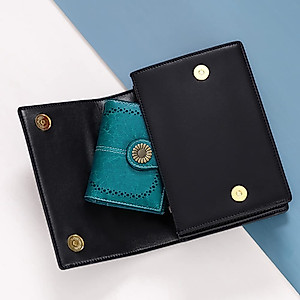 SENDEFN Small Womens Wallet Leather Bifold Card Holder RFID Blocking with Zipper Coin Pocket