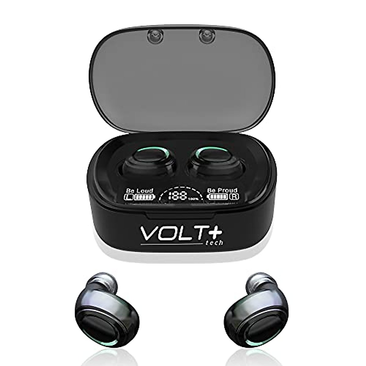 VOLT PLUS TECH Wireless V5.1 Bluetooth Earbuds for Samsung Galaxy S22/S21/Ultra/Plus/5G F9 TWS with Mic,8D Bass,Noise Reduction Technology,Waterproof with 2000mAh Charging Case