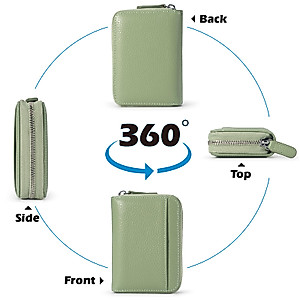 GHGMAO 20 Card Slots Credit Card Wallets for Women Credit Card Holder Ladies Card Case Female Wallet Small Genuine Leather Organizer Id Card Wallet Zipper Purse Case