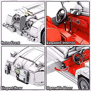 JMBricklayer Vintage Car Model Building Set 50109, White, 715 Pieces, Ages 14+, Pull-Back Mechanism, Adults & Teens Enjoyment