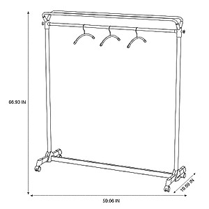Alba Double-Sided High Capacity Mobile Garment Rack with 3 Metal and Plastic Hangers, Steel with Black Accents (PMGROUP3)